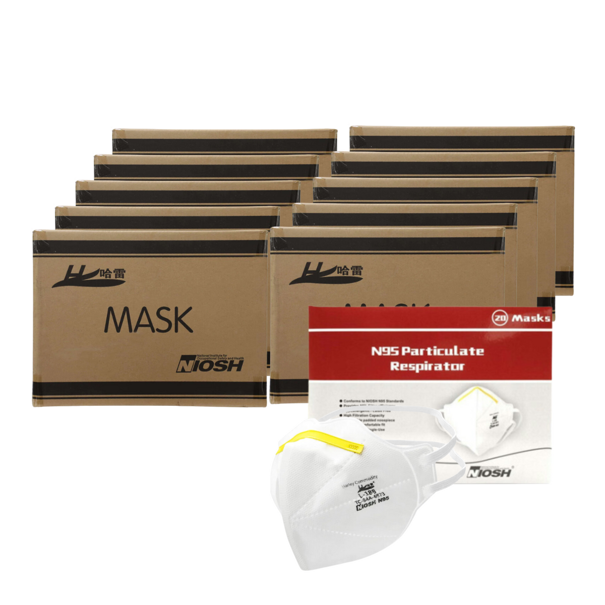 Harley N95 Flat Fold 188 (10 Cartons) - 200 Boxes x 20s (4000 masks ...