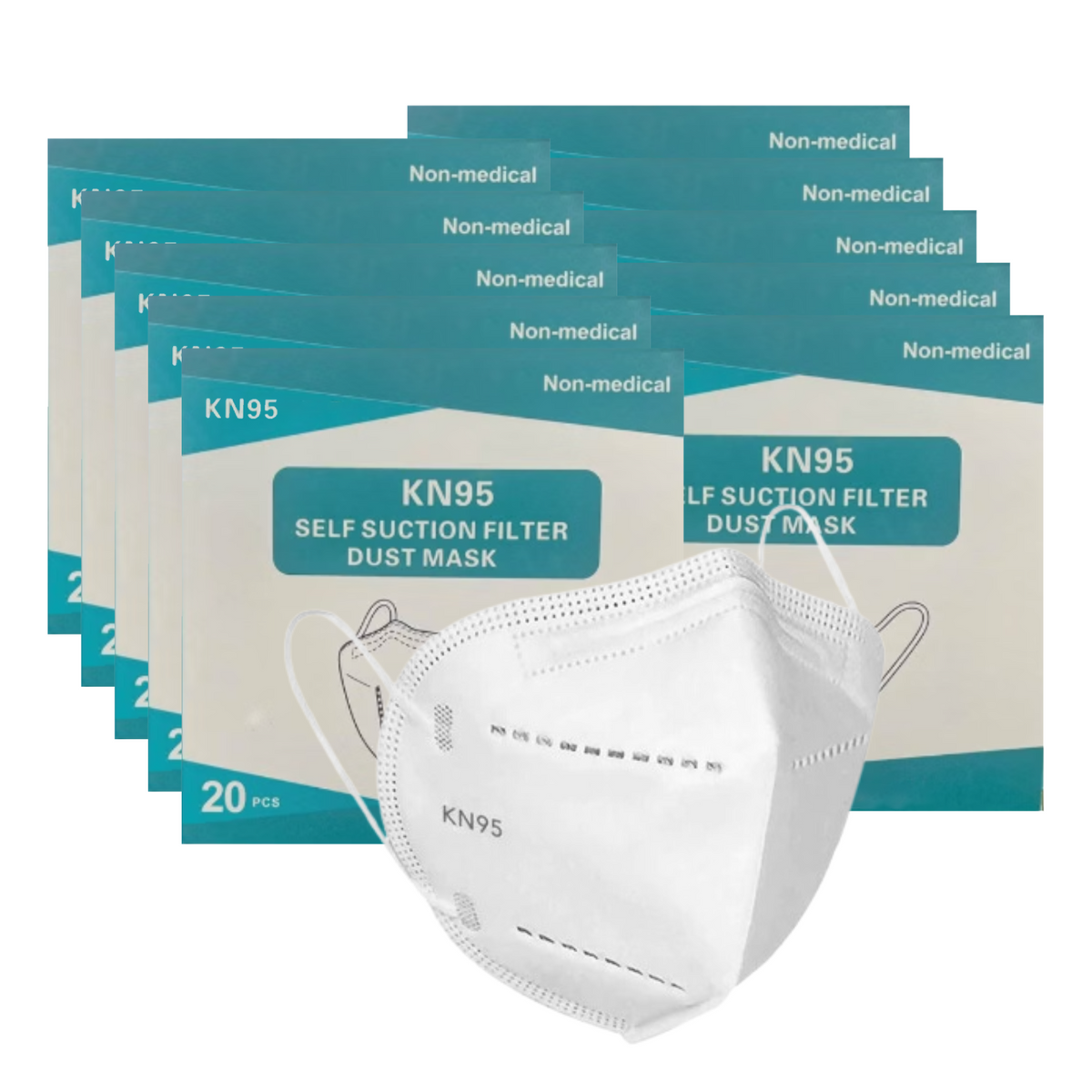 KN95 Face Mask 4 Layer with Earloops - 200 Masks (10 Boxes ...