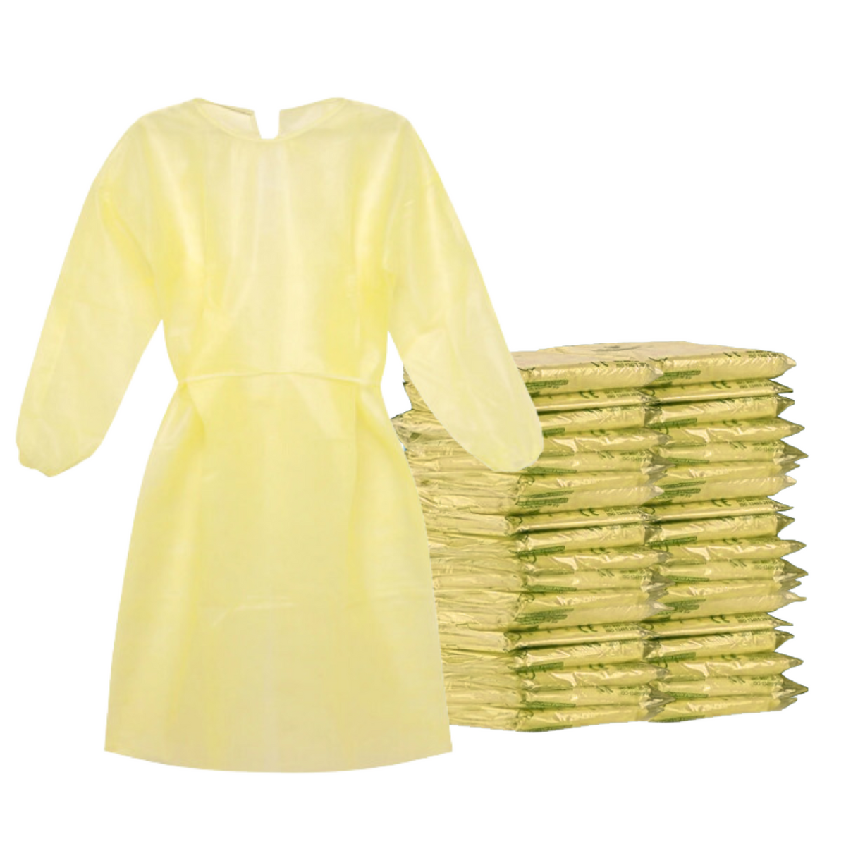 Disposable Isolation Gown - 20 GSM SMS with Elastic Cuff - 50 Gowns (Y ...