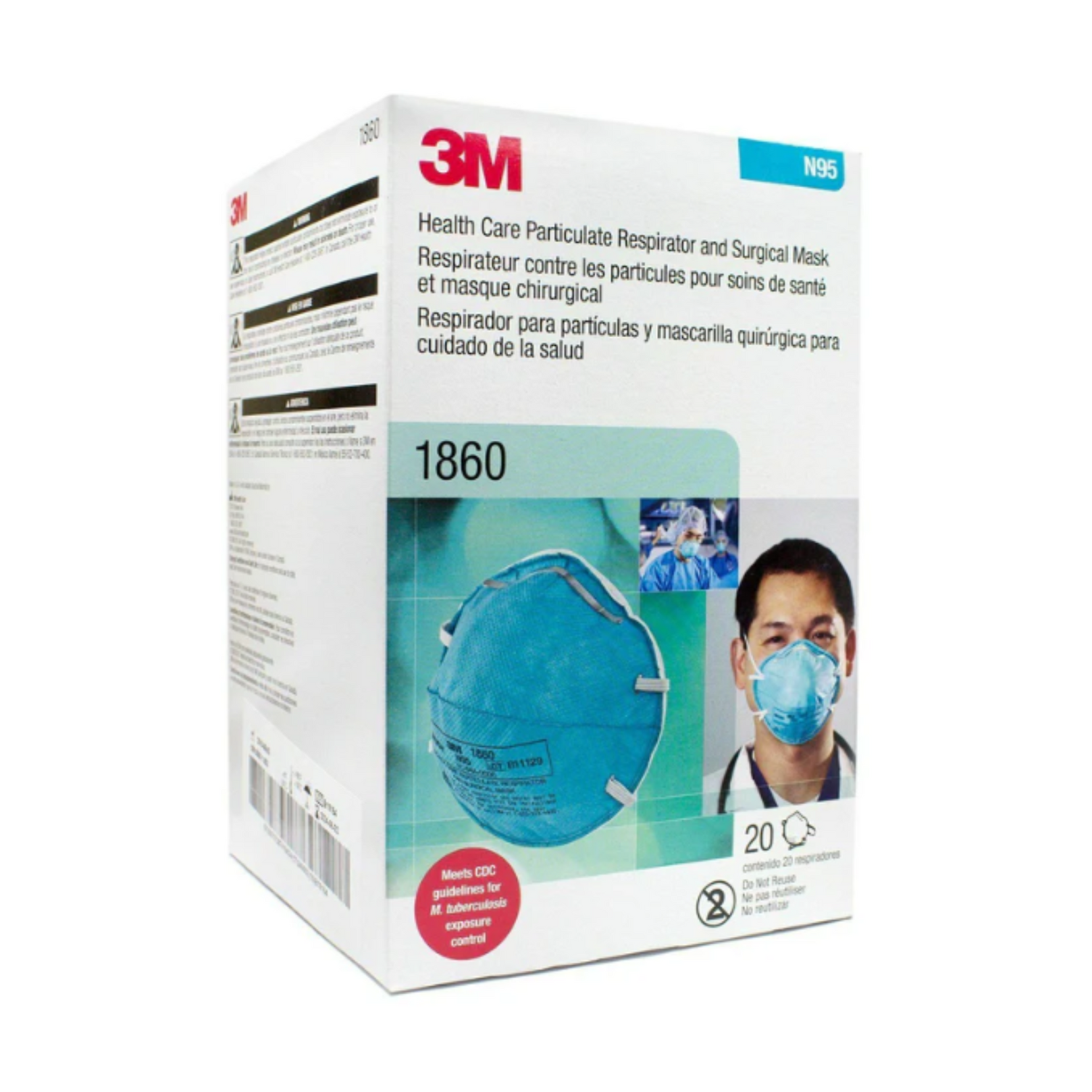 HC Particulate Respirator & Surgical Mask 1860 - 20 Masks (1 Box ...