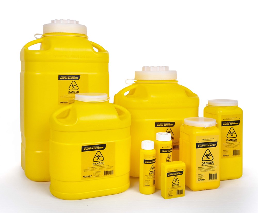Sharps Hazard Containers (Australian Made) in Plastic or Metal - Multi
